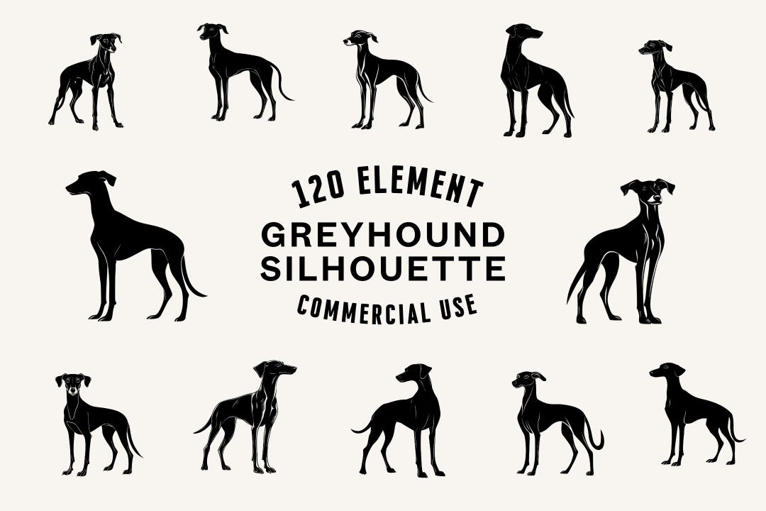 Greyhound Dog SVG Bundle | Greyhound Clipart | Dog Silhouette Vector ...