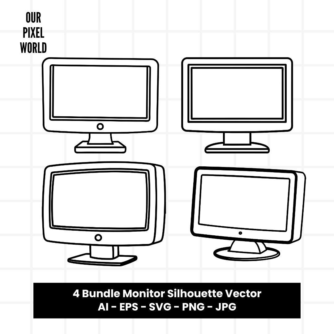 Desktop Monitor Bundle SVG | Screen Display LED PNG | Vector Editable ...