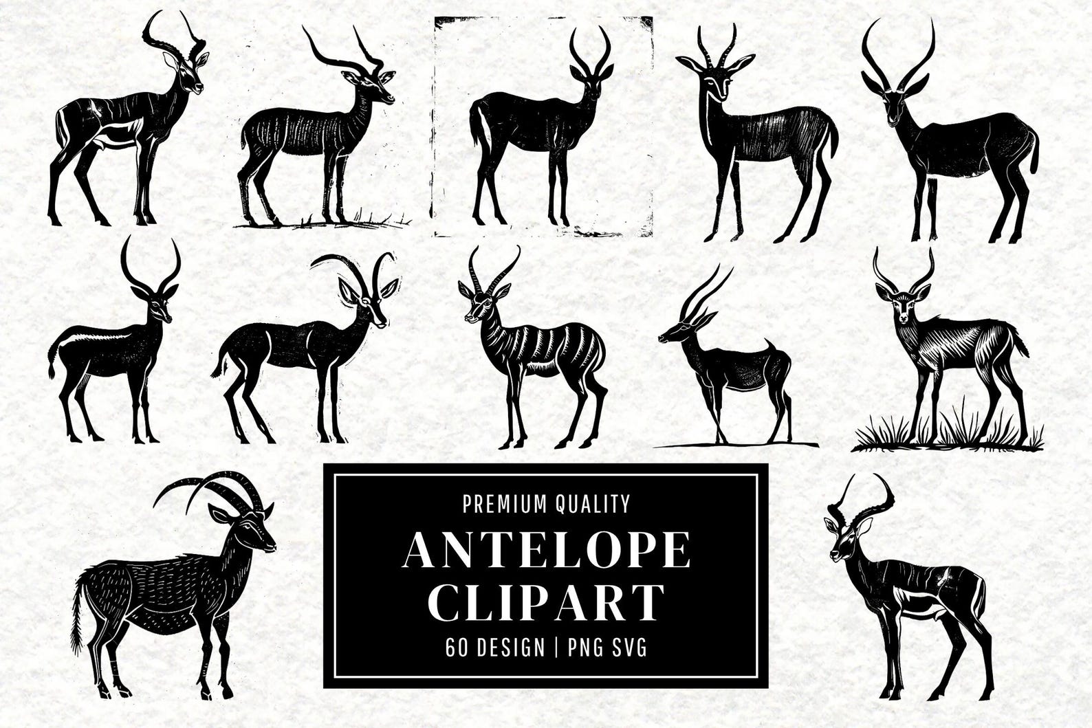 Antelope SVG Bundle: Wildlife Animal Vector Designs (instant Download ...