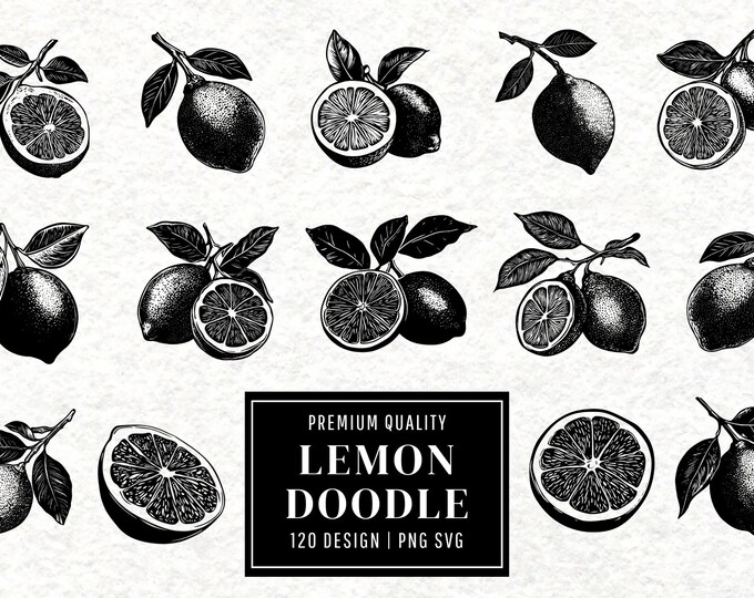 Lemon SVG Bundle: Summer Clipart, Vector Designs (digital Download ...