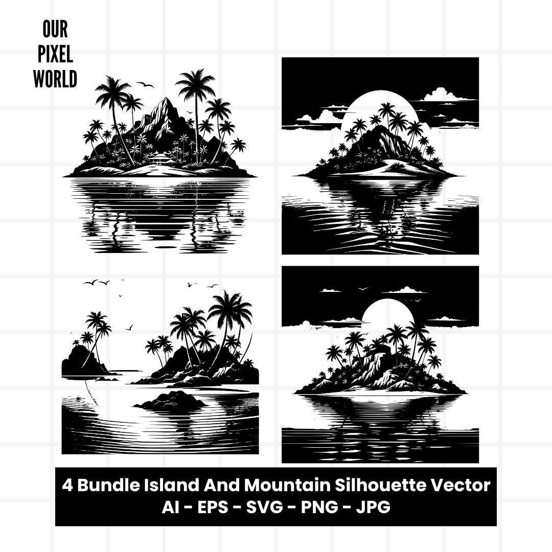 Tropical Mountain Island Bundle SVG | Landscape PNG | Vector Editable ...