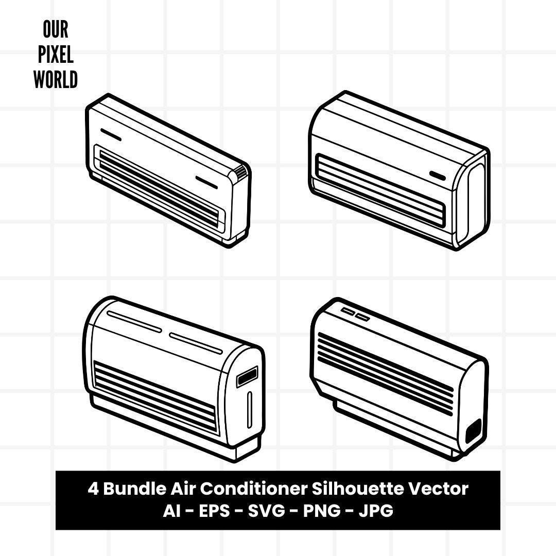 Air Conditioner Bundle SVG | AC PNG | Room Vector Editable Color | Clip ...