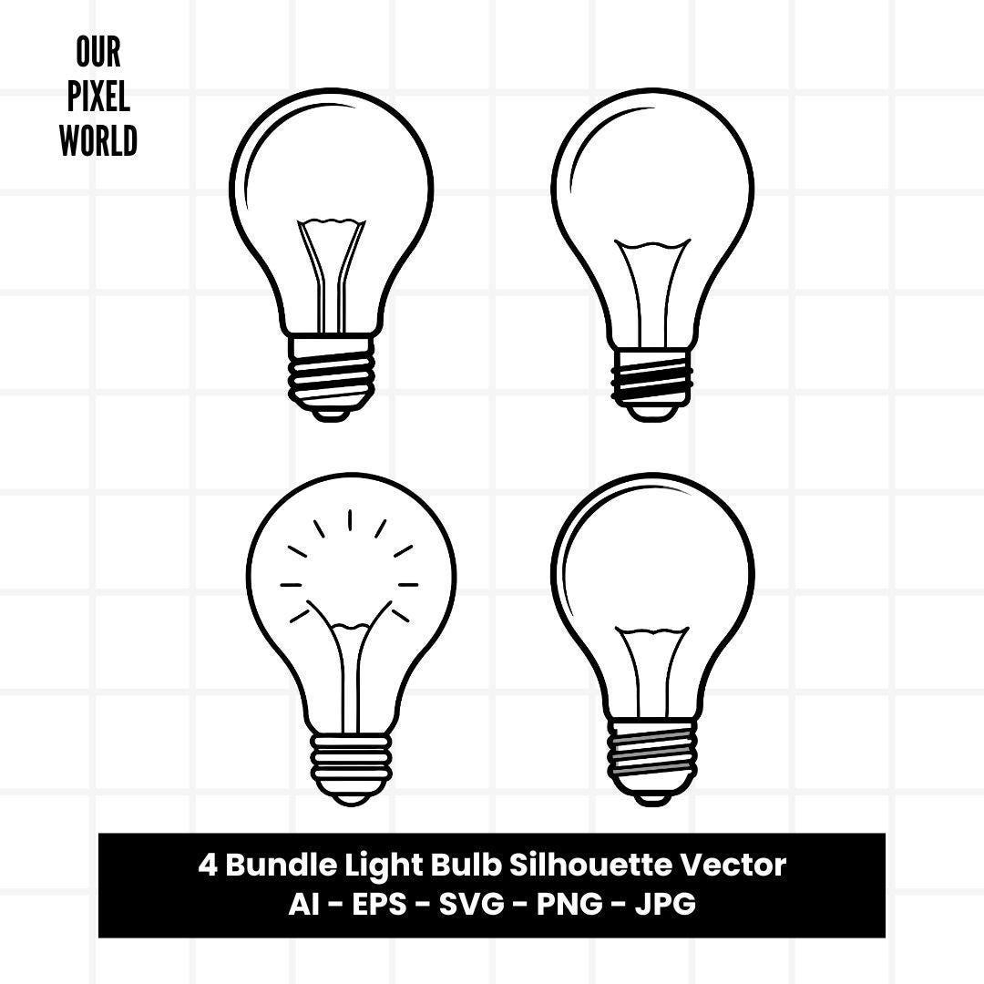 Light Bulb Bundle SVG | Bulbs PNG | Bulb Lamp Vector Editable Color ...