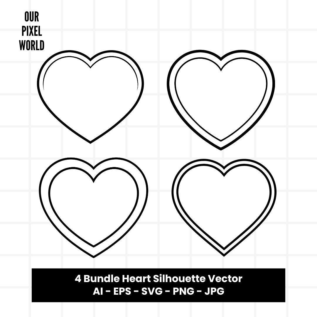 4 Hearts Bundle SVG | Heart PNG | Heart Vector Editable Color | Heart ...