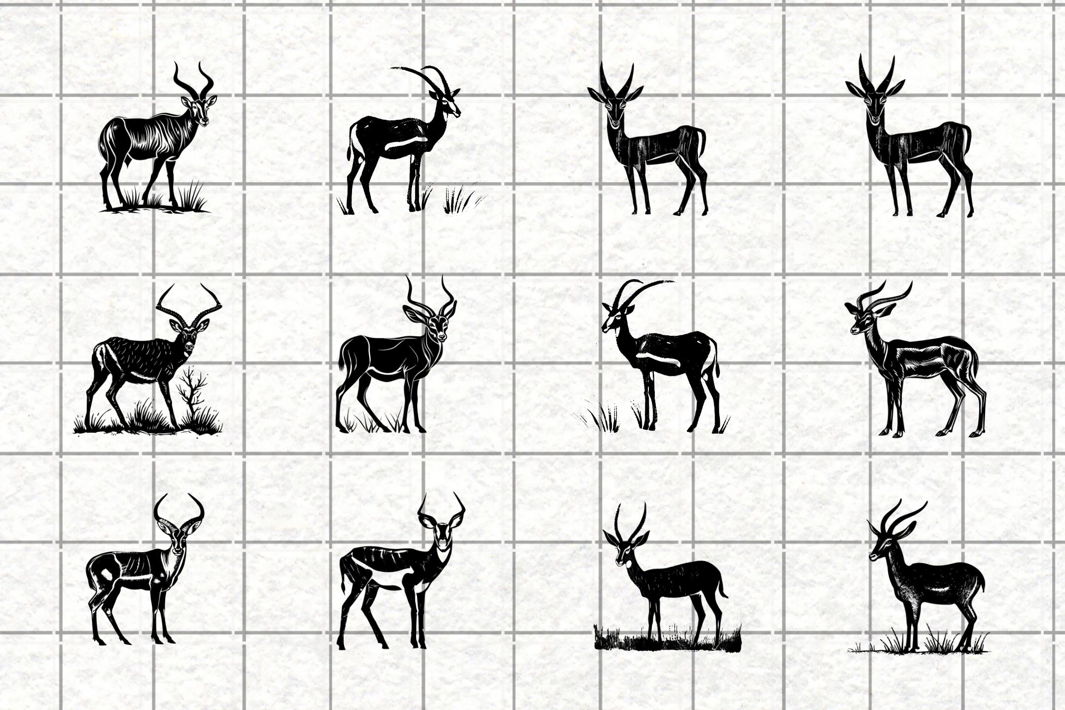 Antelope SVG Bundle: Wildlife Animal Vector Designs (instant Download ...