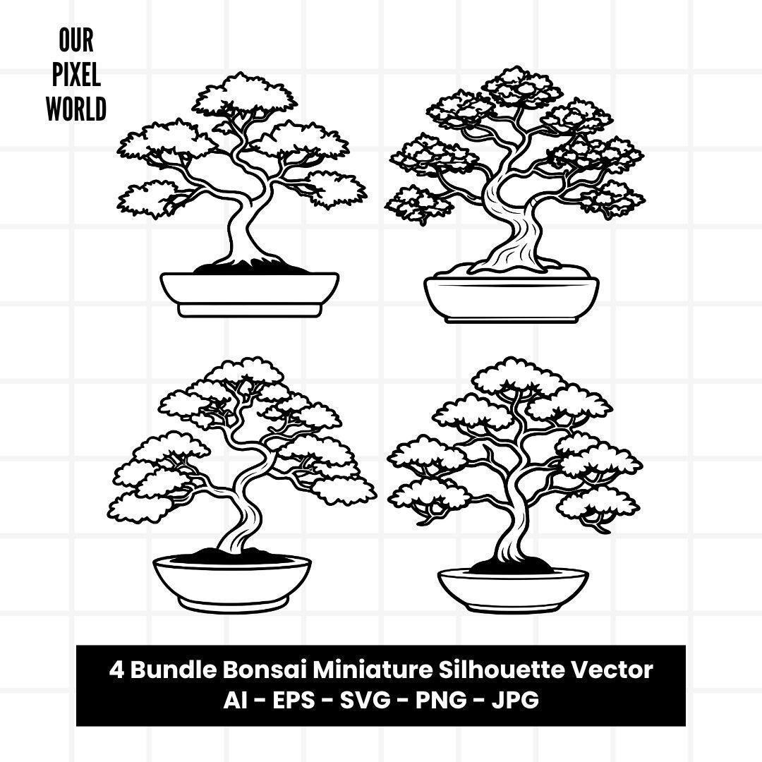 Bonsai Bundle SVG | Bonzai PNG | Outline Plant Tree Vector Editable ...