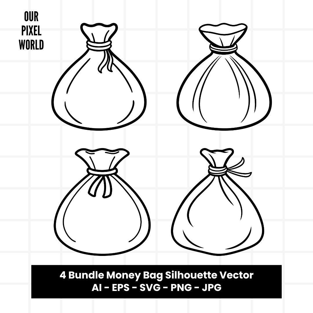 Money Bag Bundle SVG | Cash Bag PNG | Money Bags Vector Editable Color ...