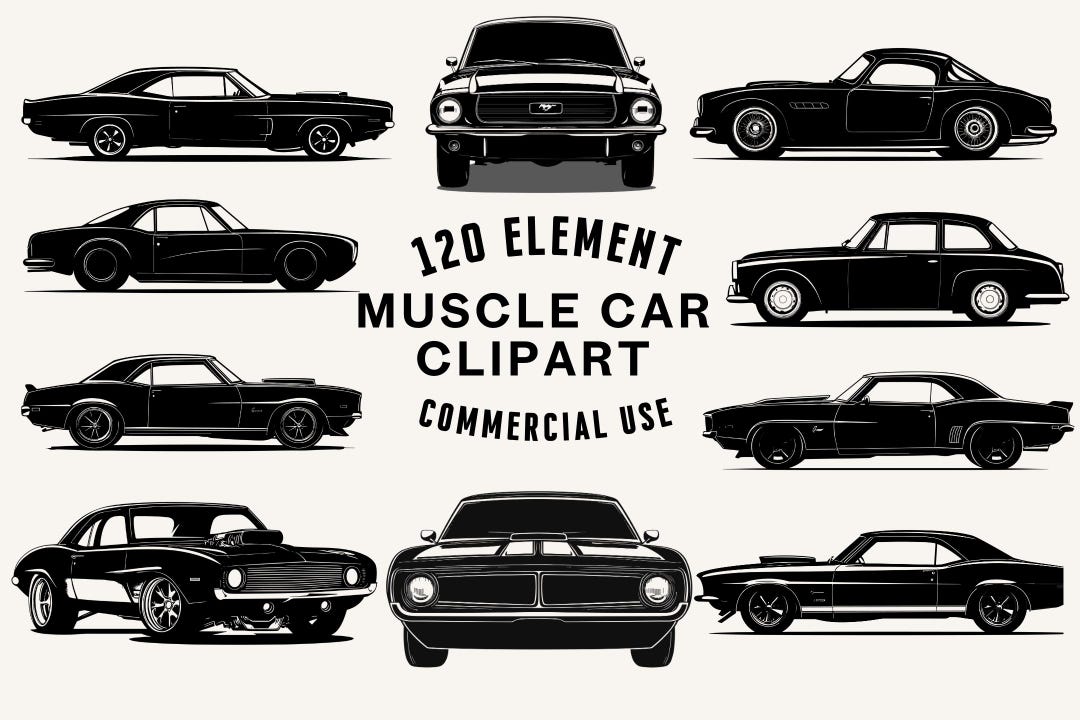 Muscle Car SVG Bundle | Muscle Car Clipart | Classic Car Vector Design ...