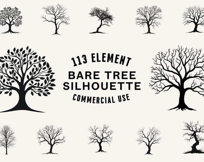 Bare Tree Svg Bundle, Leafless Tree Svg, Rustic Tree Svg, Tree Vector ...