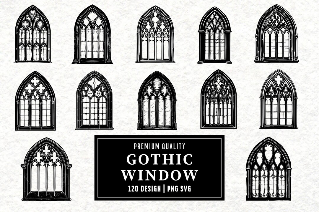 Gothic Windows SVG Bundle | Gothic Architecture Clipart | Window Vector ...