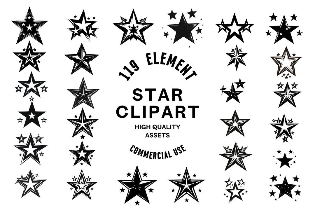 Star SVG Bundle: Celestial Vector Designs, Clipart (instant Download ...