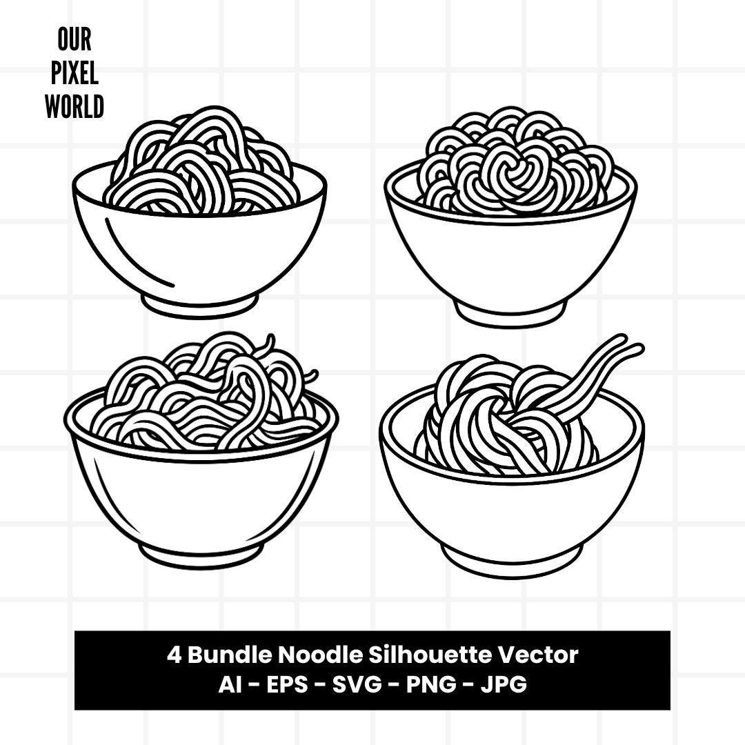 Bowl of Noodle Bundle SVG | Noodle Ramen PNG | Noodles Vector Food ...