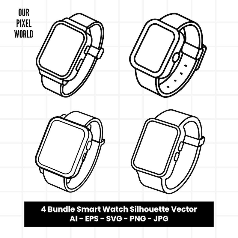 Smartwatch Bundle SVG | Smart Watch PNG | Watch Vector | Tech Clip Art ...