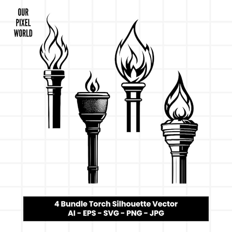 Burning Torch Bundle SVG | Torch PNG | Flame Vector Editable Color ...