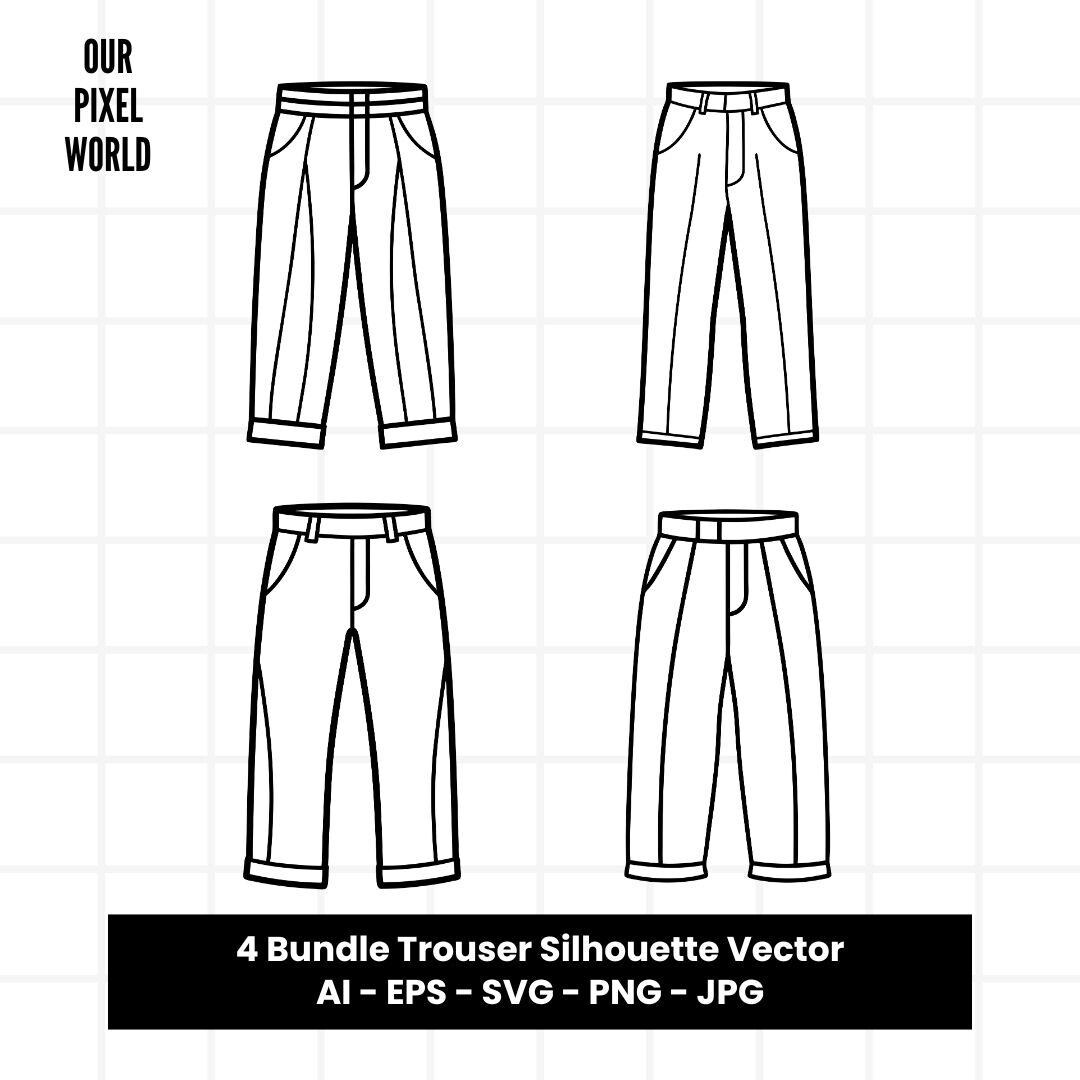 Trousers Bundle SVG | Trouser PNG | Pants Vector Editable Color | Men ...