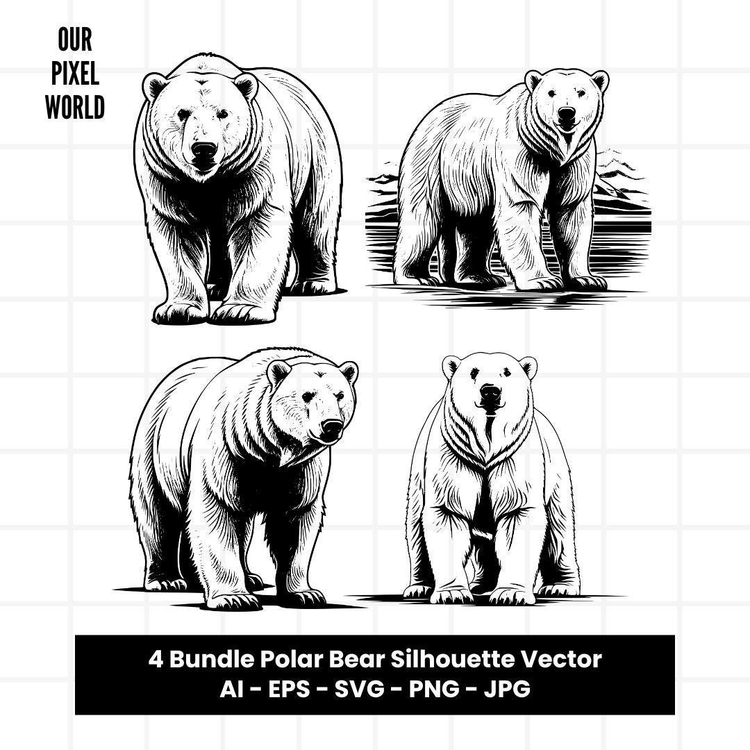 Polar Bear Bundle SVG | Winter Bear PNG | Animal Vector Editable Color ...