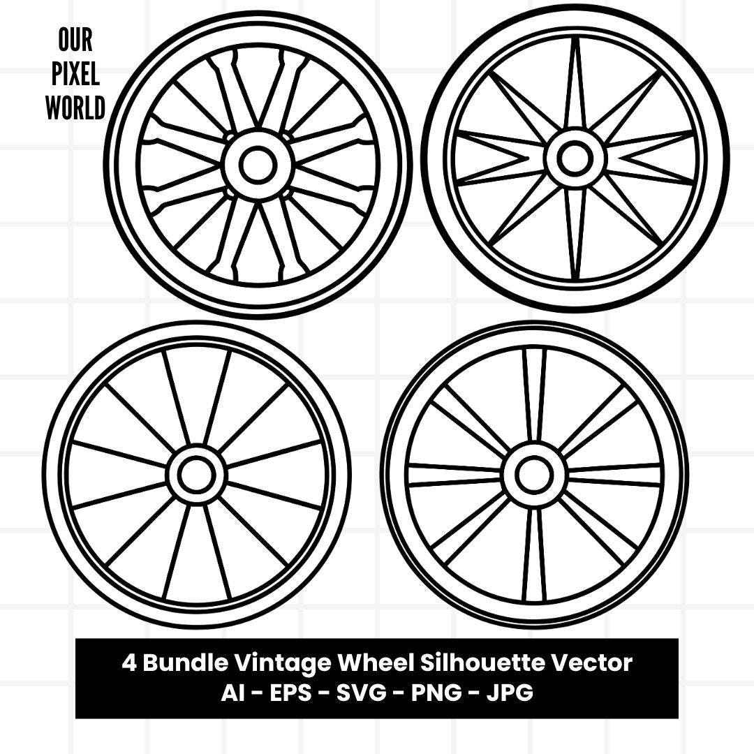 Wooden Wheels Bundle SVG | Wagon Wheel PNG | Vintage Vector | Retro ...