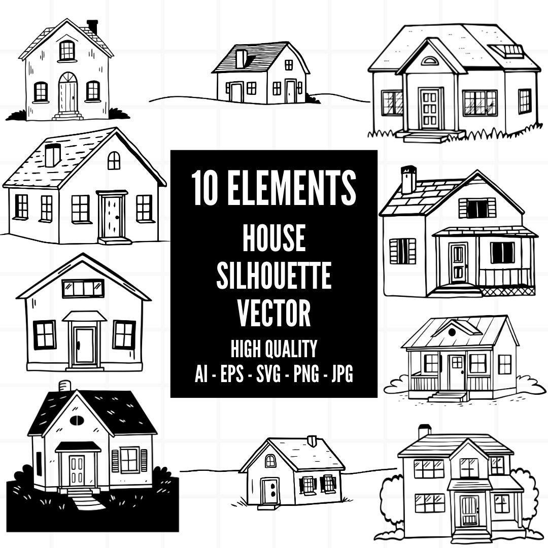 10 Bundle House SVG | House PNG | Home Vector Building | House Clip Art ...