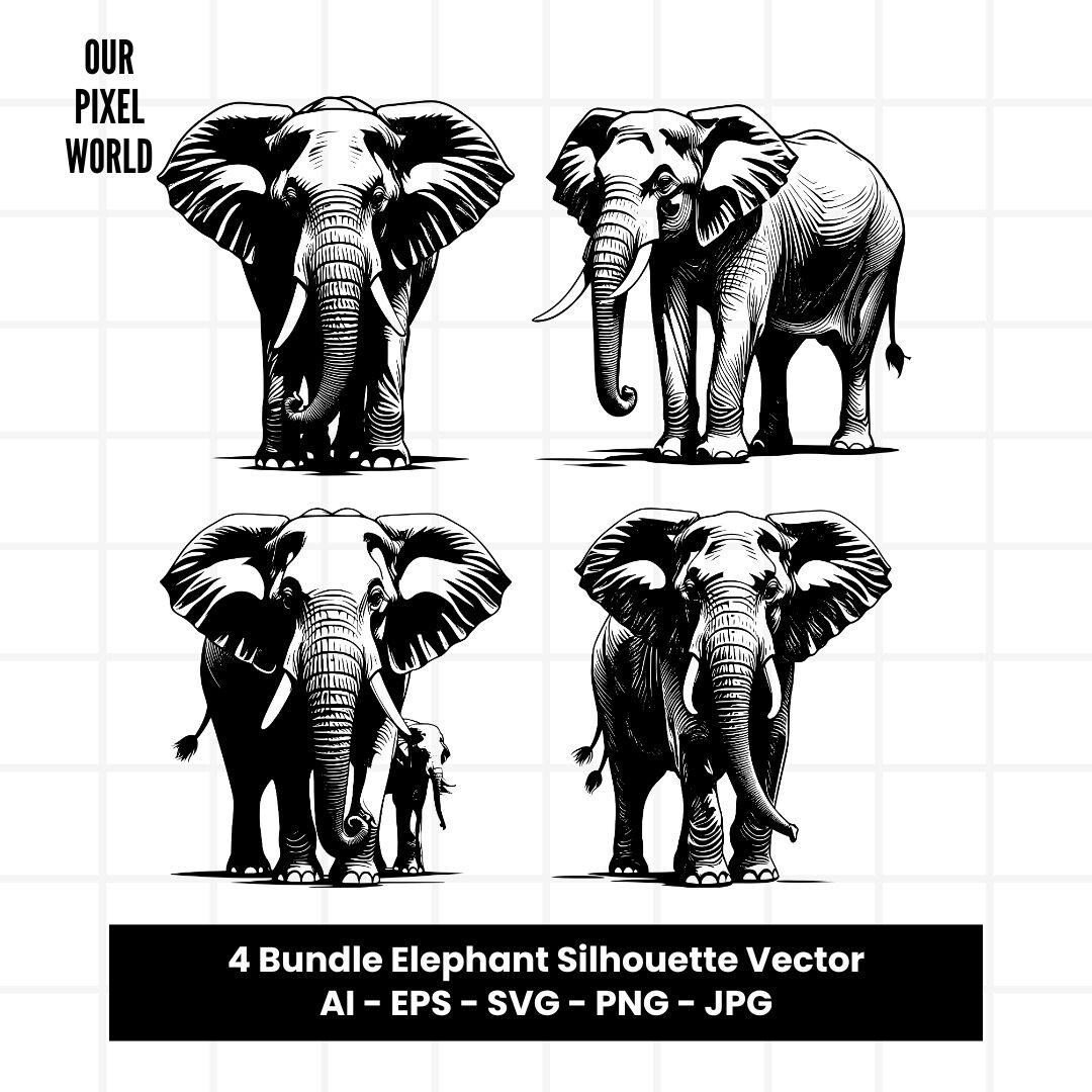 Elephant Bundle SVG | Elephants PNG | Animal Wildlife Vector Editable ...