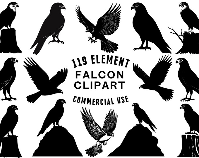 Falcon Clipart SVG Cut File Digital Download Hawk Bird of Prey ...