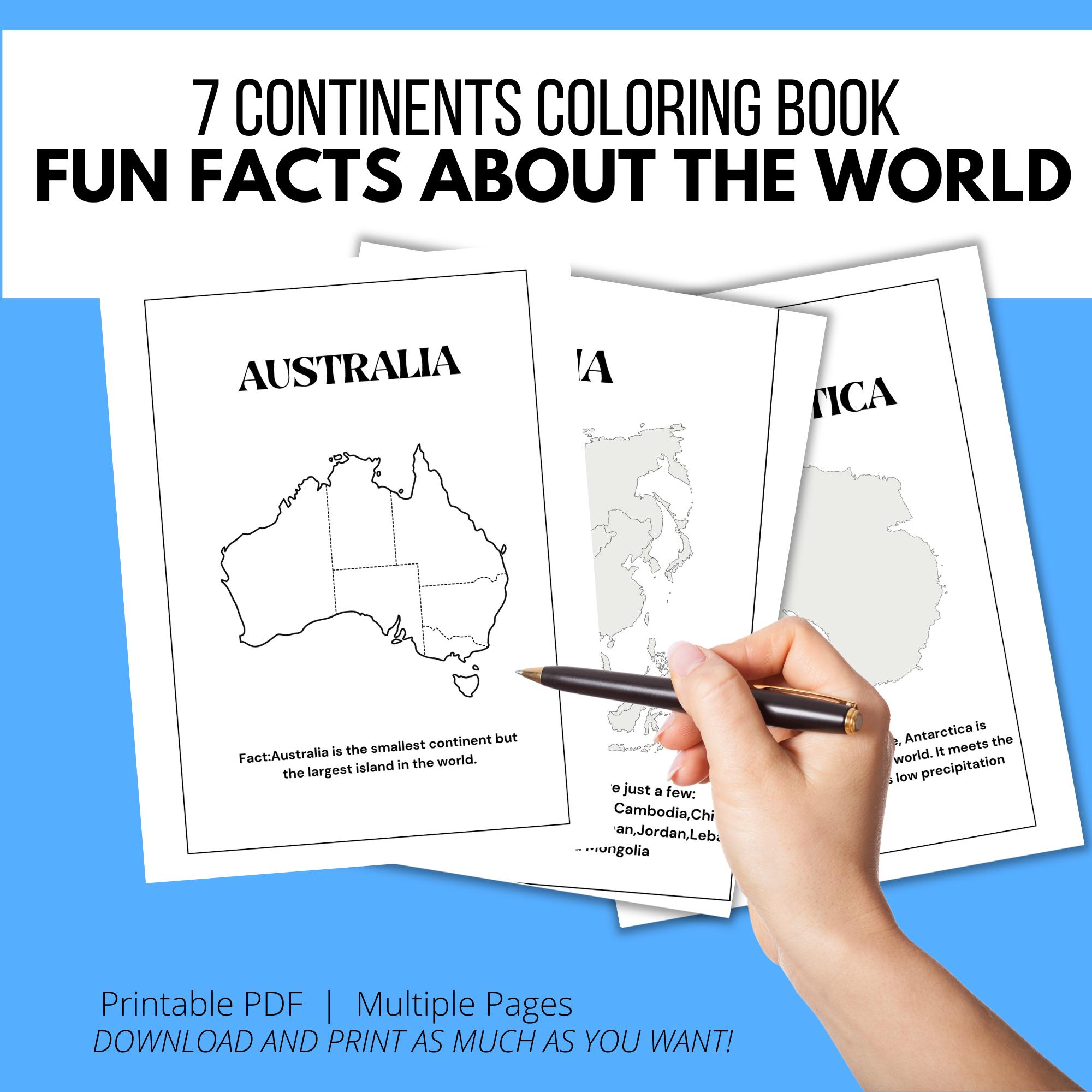 The 7 Continents Coloring Book - Etsy