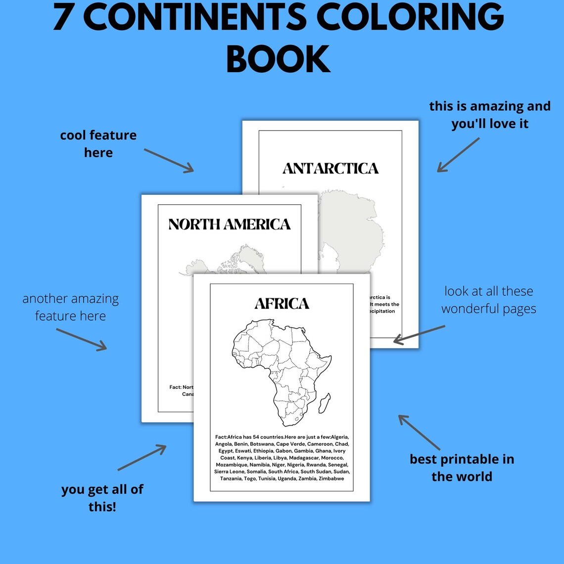 The 7 Continents Coloring Book - Etsy
