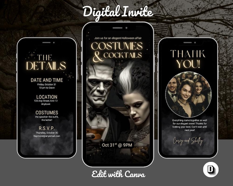 Frankenstein Halloween Party Invitation Template: Costumes & Cocktails ...