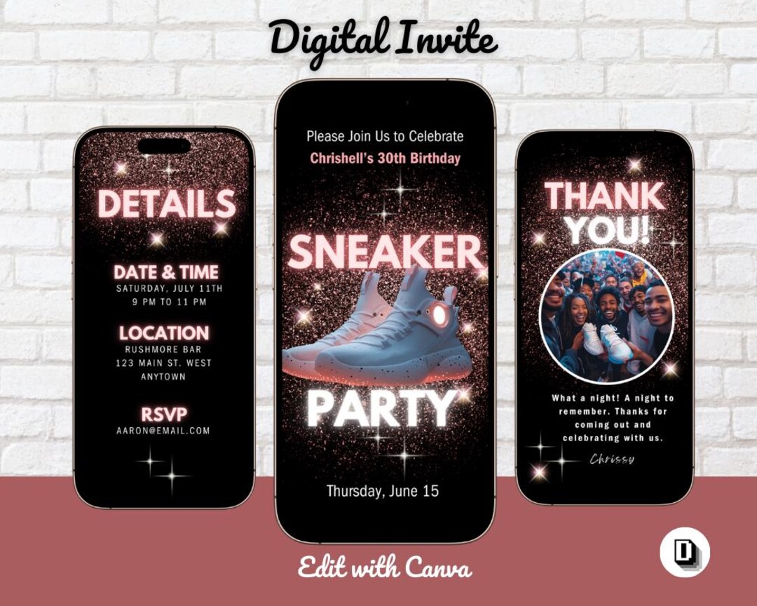 Sneaker Ball Birthday Invitation Template, Digital Sneakerhead Animated ...