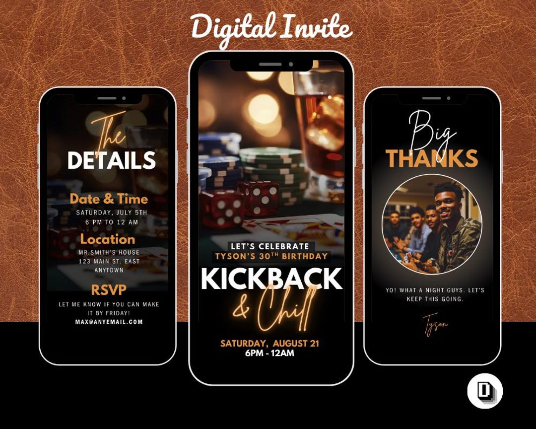 Game Night Invitation: Kick Back Party, Poker Night Evite, Editable ...