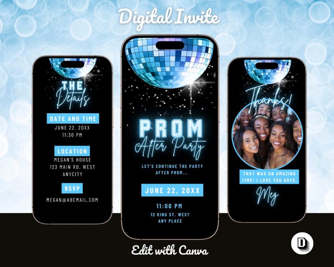 Digital Prom After Party Invite, Grad Party, Homecoming, Prom Season ...