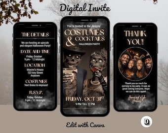 Frankenstein Halloween Party Invitation Template: Costumes & Cocktails ...