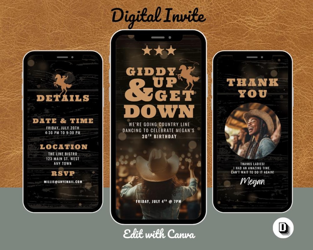 Country Line Dancing Party Invitation: Editable Canva Template - Etsy