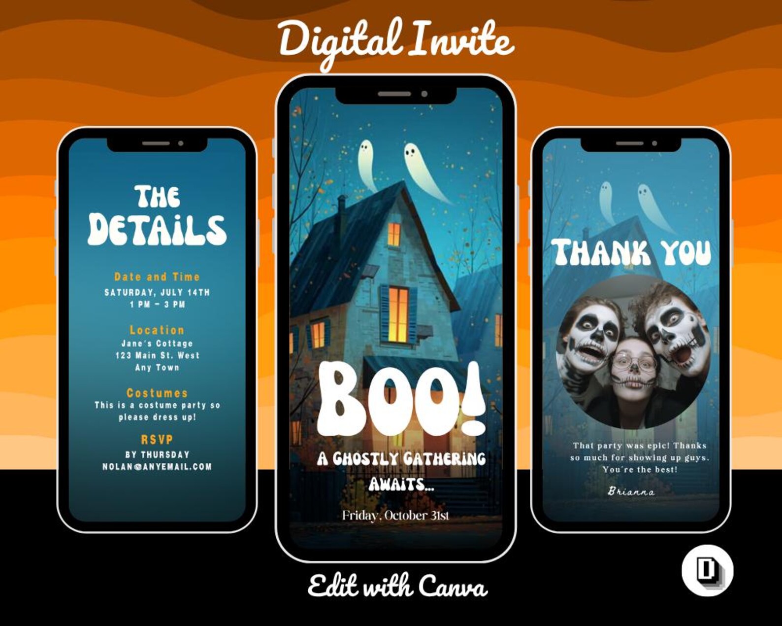 Animated Haunted House Halloween Party Invite Template: Editable in ...
