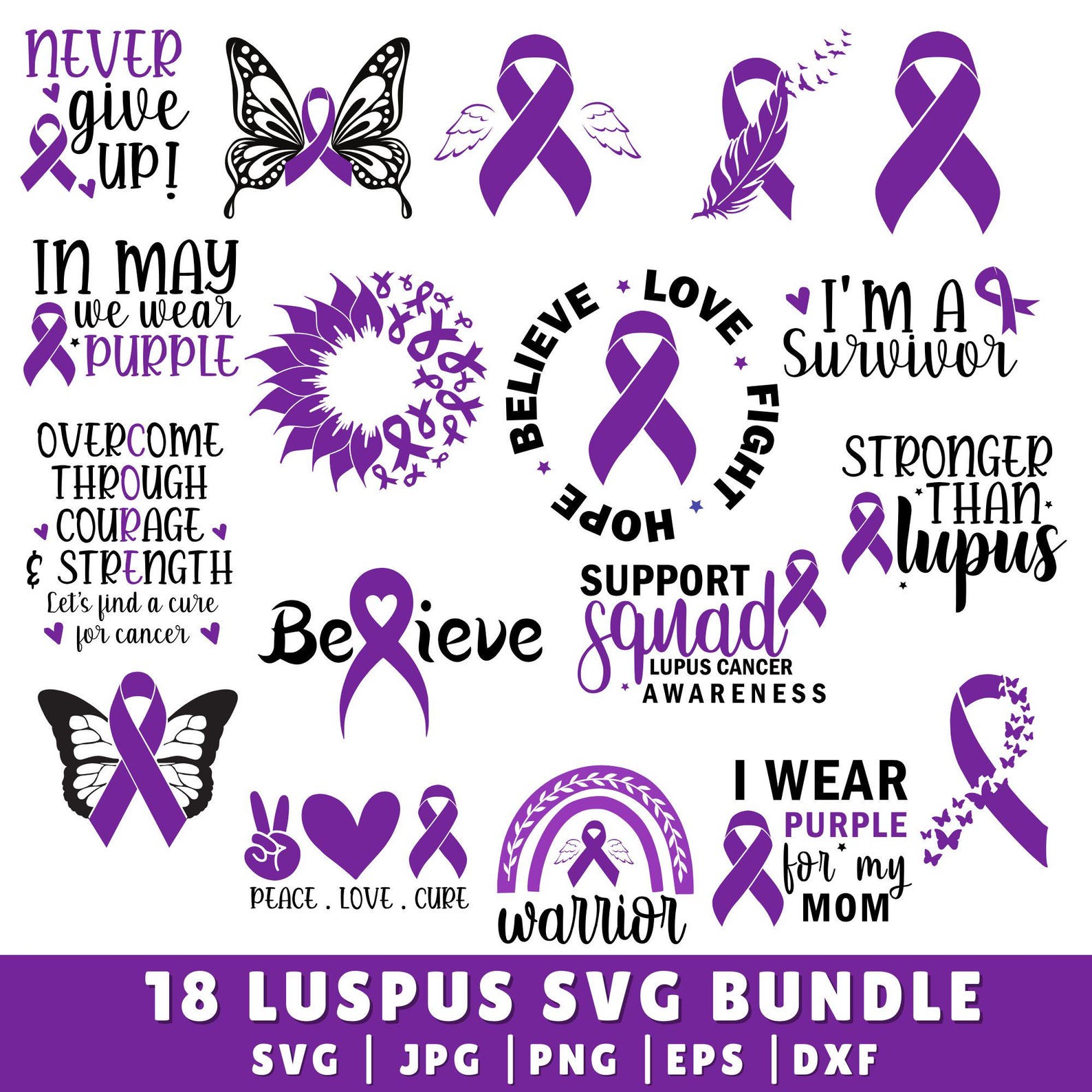 2025 Lupus Svg Bundle, Cancer Svg, Cancer Ribbon Svg, Ribbon Svg, Lupus ...