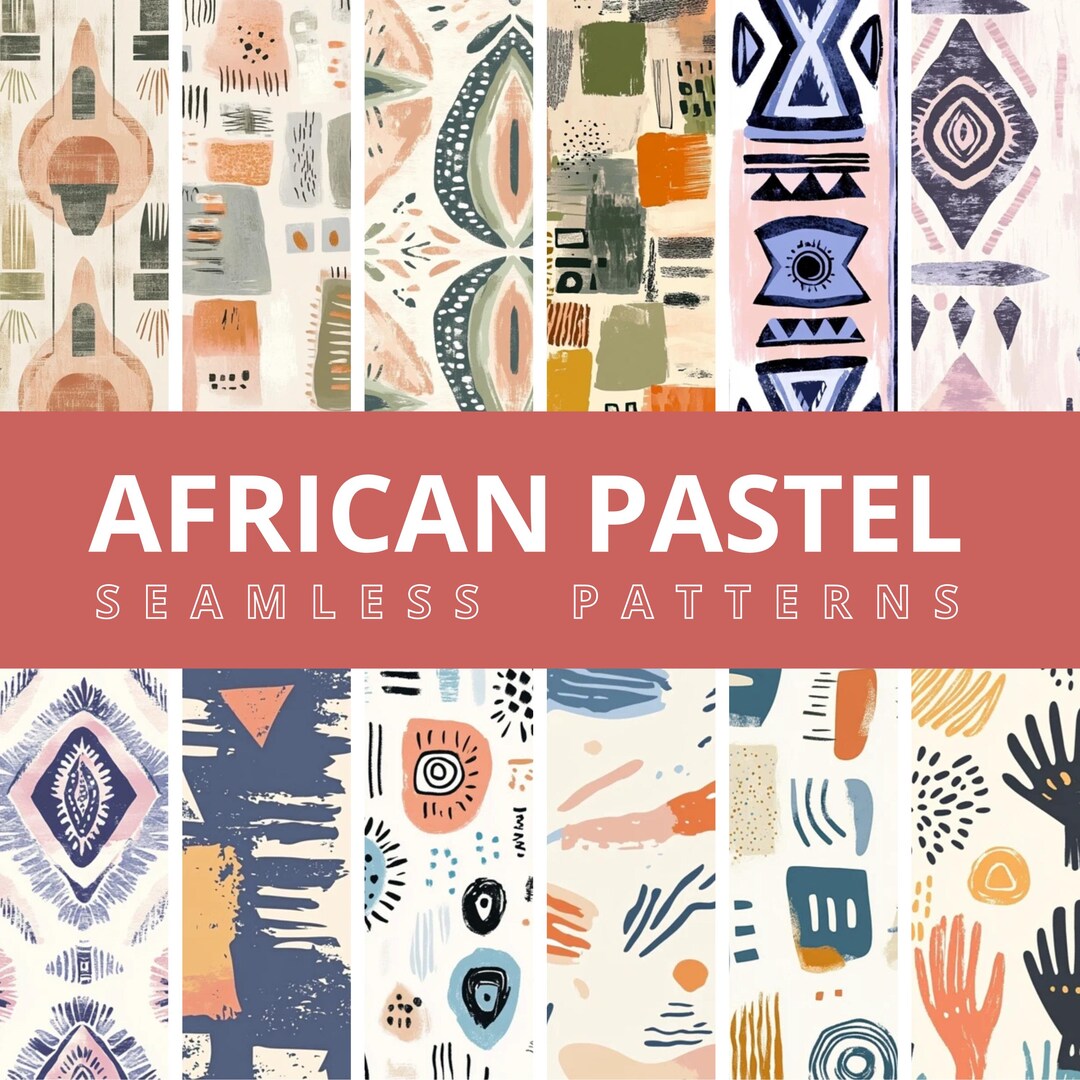 African Pastel Pattern | Ethnic Digital Paper Bundle | Instant Download ...