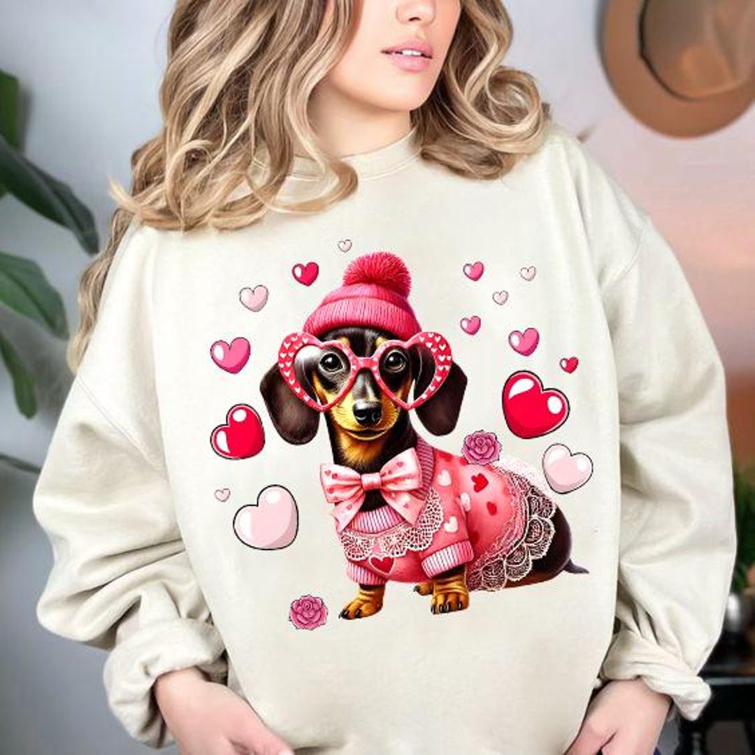 Valentine Dachshund Dog, Sausage Dog Png, Valentine's Day Dog Mom Png ...