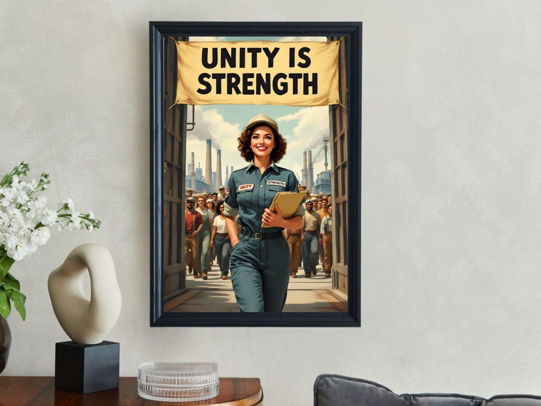 Vintage Unity is Strength Poster, Empowering Wall Art, Feminist ...