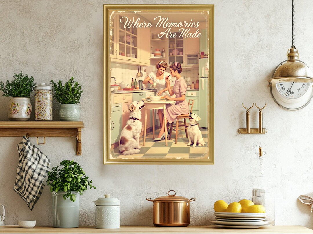 Vintage Kitchen Wall Art, Retro Home Decor, Nostalgic Wall Decor, 1950s ...