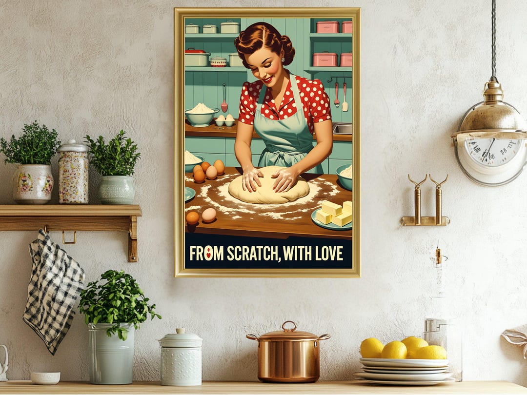 Vintage Kitchen Art, Retro Baking Wall Decor, Homemaker Retro Poster, Mid Century Kitchen Print ...