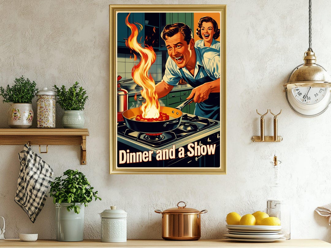 Retro Kitchen Wall Art, Fun Culinary Poster, Vintage Cooking Decor, Mid ...