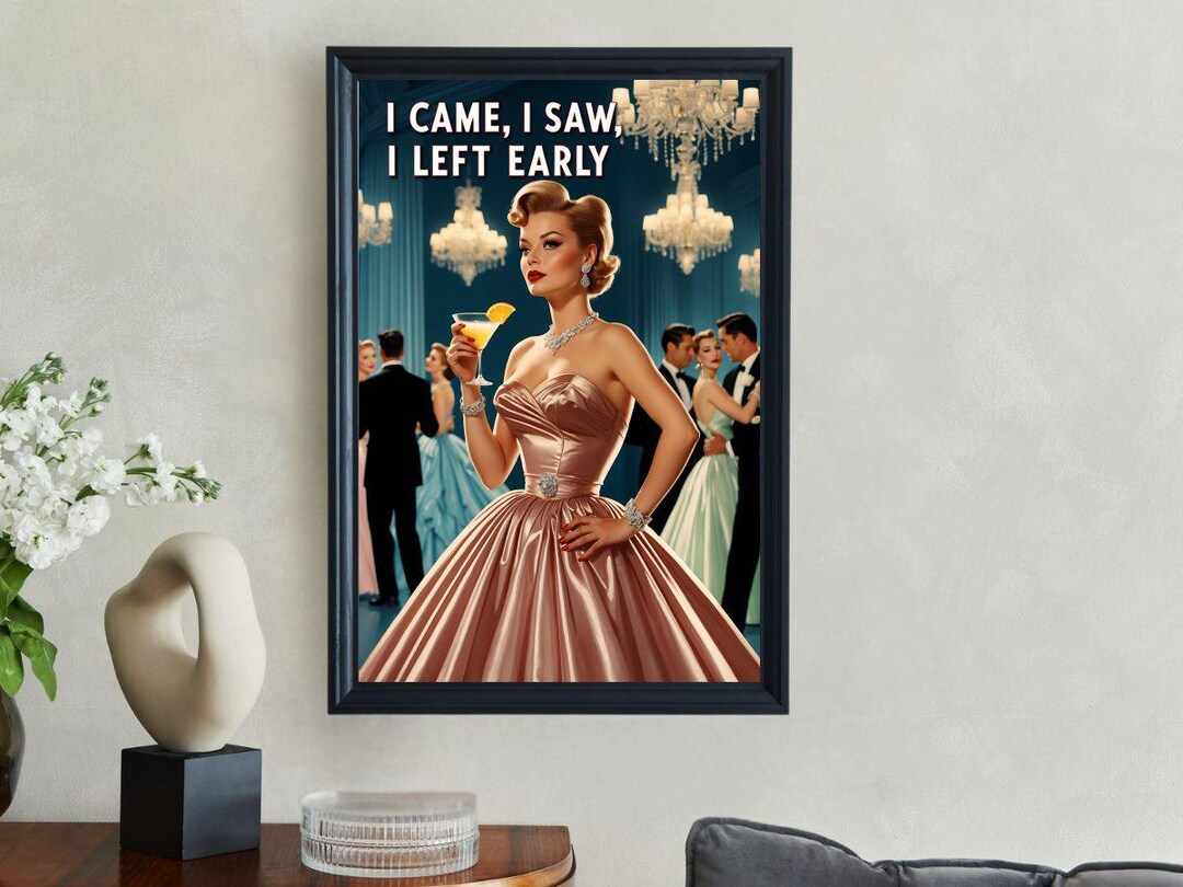 Retro Glamorous Party Wall Art, Elegant Vintage Cocktail Print ...