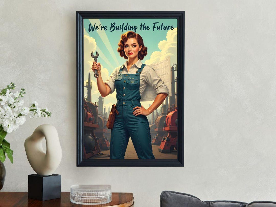 Retro Female Mechanic Poster, Inspirational Digital Print, Motivational ...