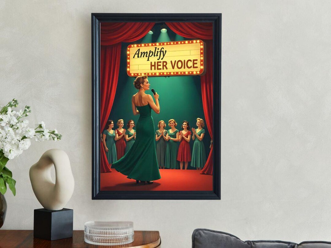 Vintage Theater Poster, Amplify Her Voice, Retro Wall Art, Classic Hollywood Decor, Cinematic ...