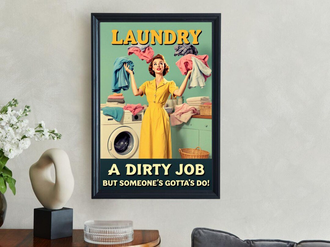 Retro Laundry Room Wall Art, Vintage Homemaker Decor, Humorous Laundry ...