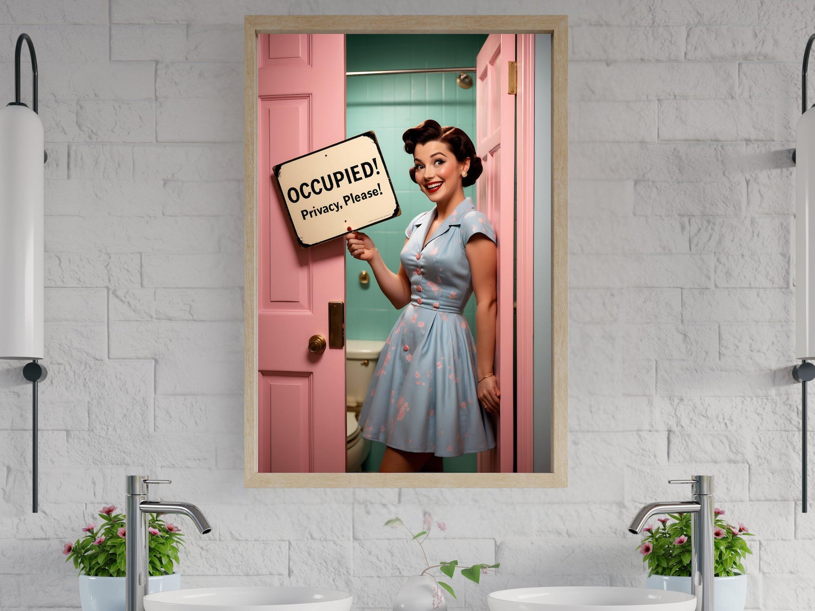 Vintage Bathroom Wall Art, Funny Bathroom Decor, Retro Style Sign ...