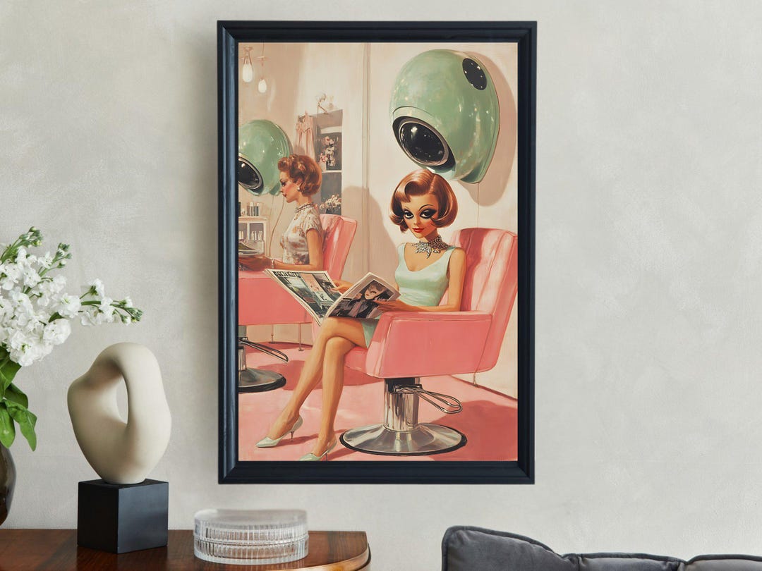 Retro Salon Wall Art, Vintage Beauty Salon Decor, Mid-century Modern ...