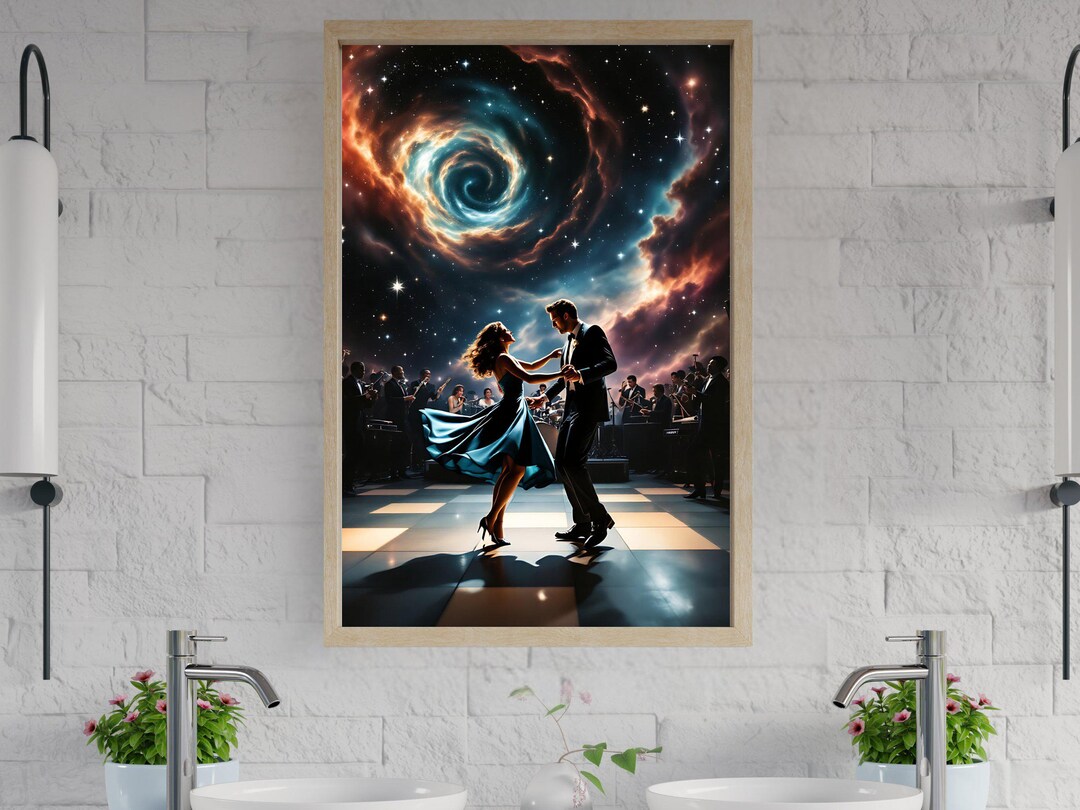 Dance Under the Stars Wall Art, Romantic Couples Dancing, Cosmic Night ...