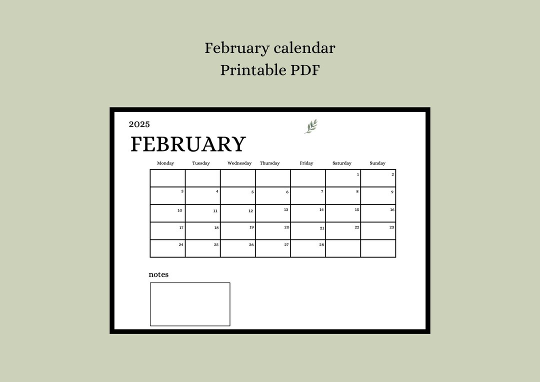 February Calendar, Digital Download, Monthly Overview, February 2025 ...