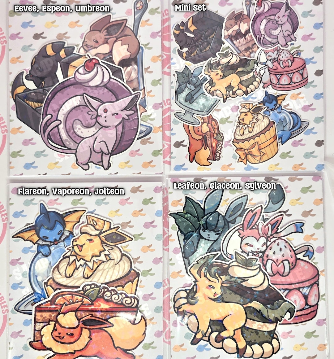 Pokemon Cute Eevee Dessert Sticker Set Eeveelutions - Etsy