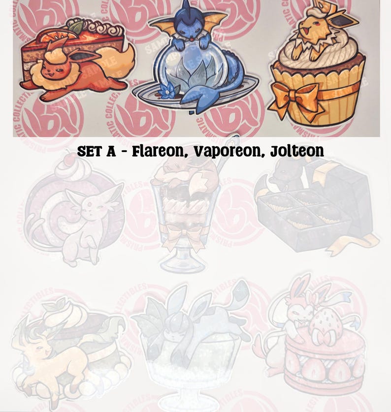 Eevee Dessert Stickers | Holographic Pokemon Vinyl Decals - Etsy